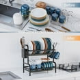 iSPECLE 2 Tier Dish Drying Rack with Tray, Plate Organizer Drainer, Cup ...