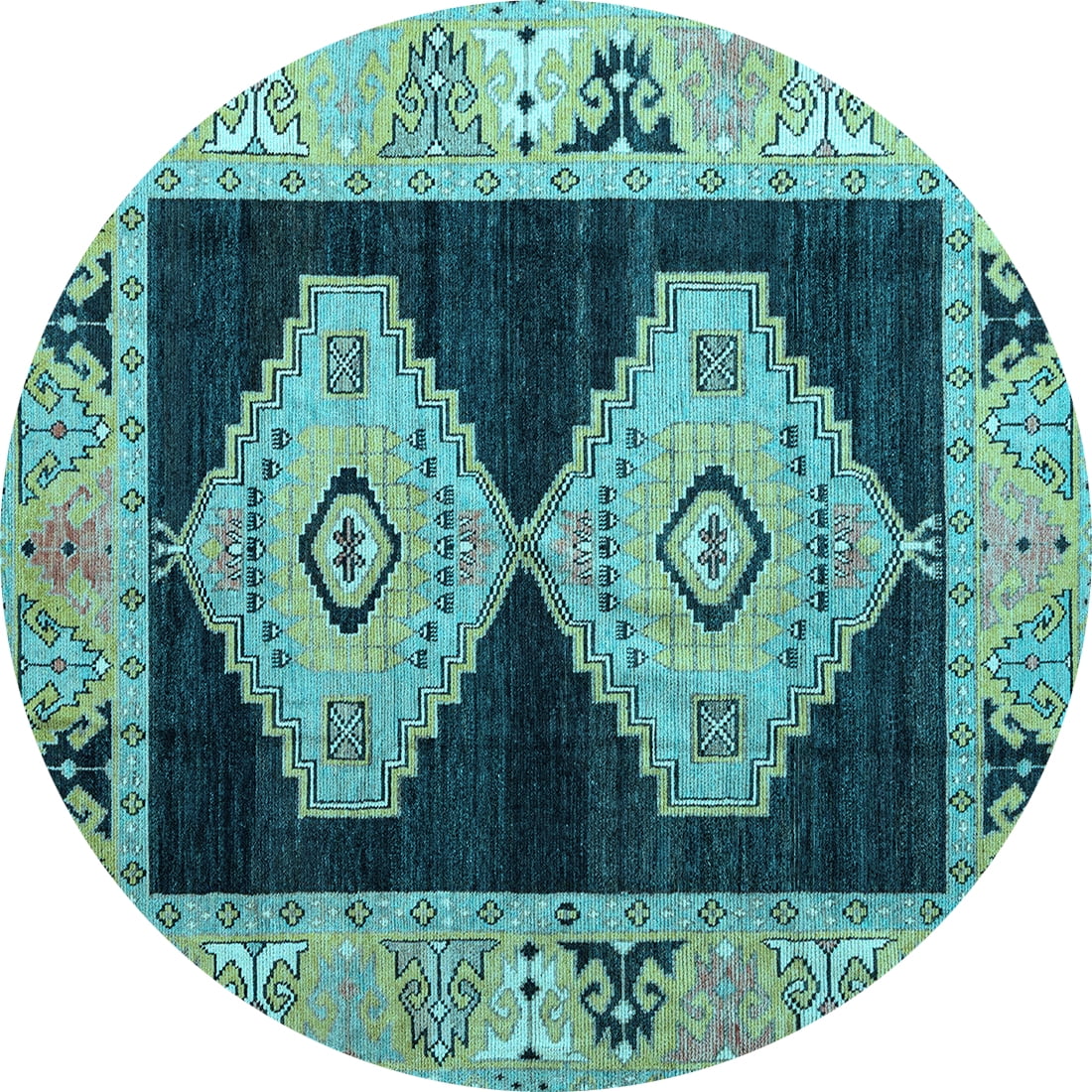 Ahgly Company Indoor Round Abstract Light Blue Modern Area Rugs, 7 ...