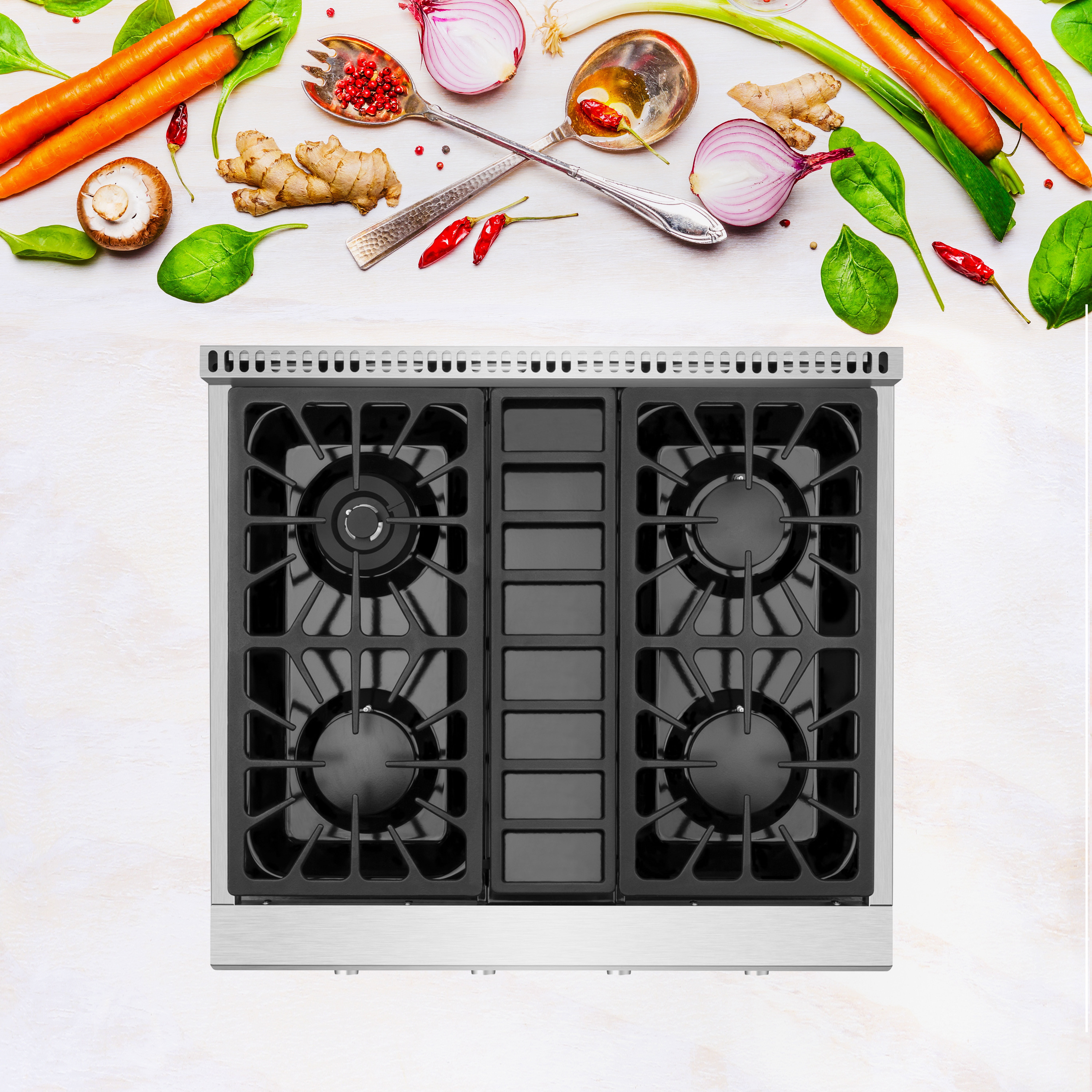 Empava 30" Slide-in Natural Gas Cooktop - Stainless Steel Range Top - 4 ...