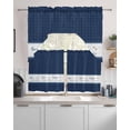 Blue Plaid Kitchen Curtains Sets 24 Inch Length with Valance, Country ...