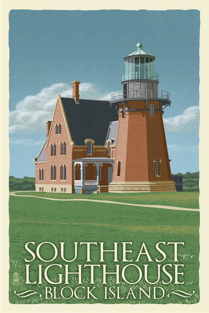 Block Island, Rhode Island, South East Lighthouse, Letterpress (36x54 ...