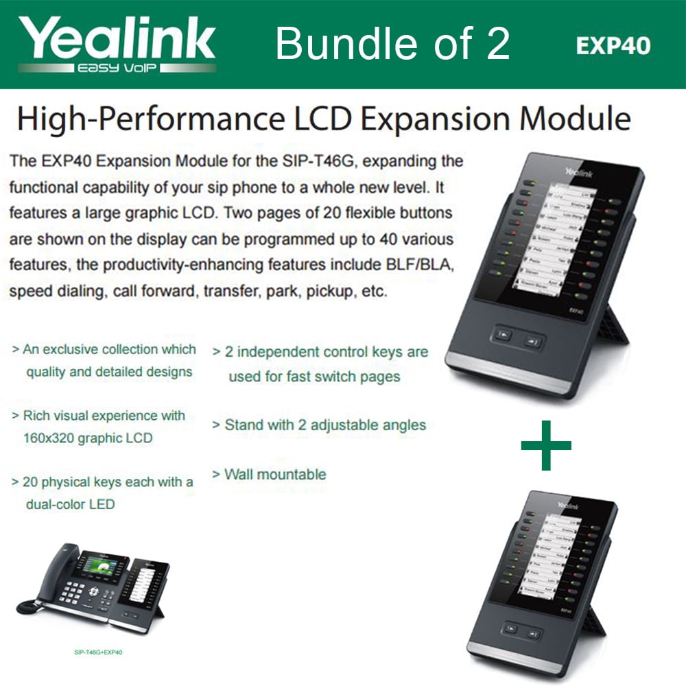 Yealink EXP40 LCD Expansion Module for SIP-T46G and SIP-T48G, Bundle os ...