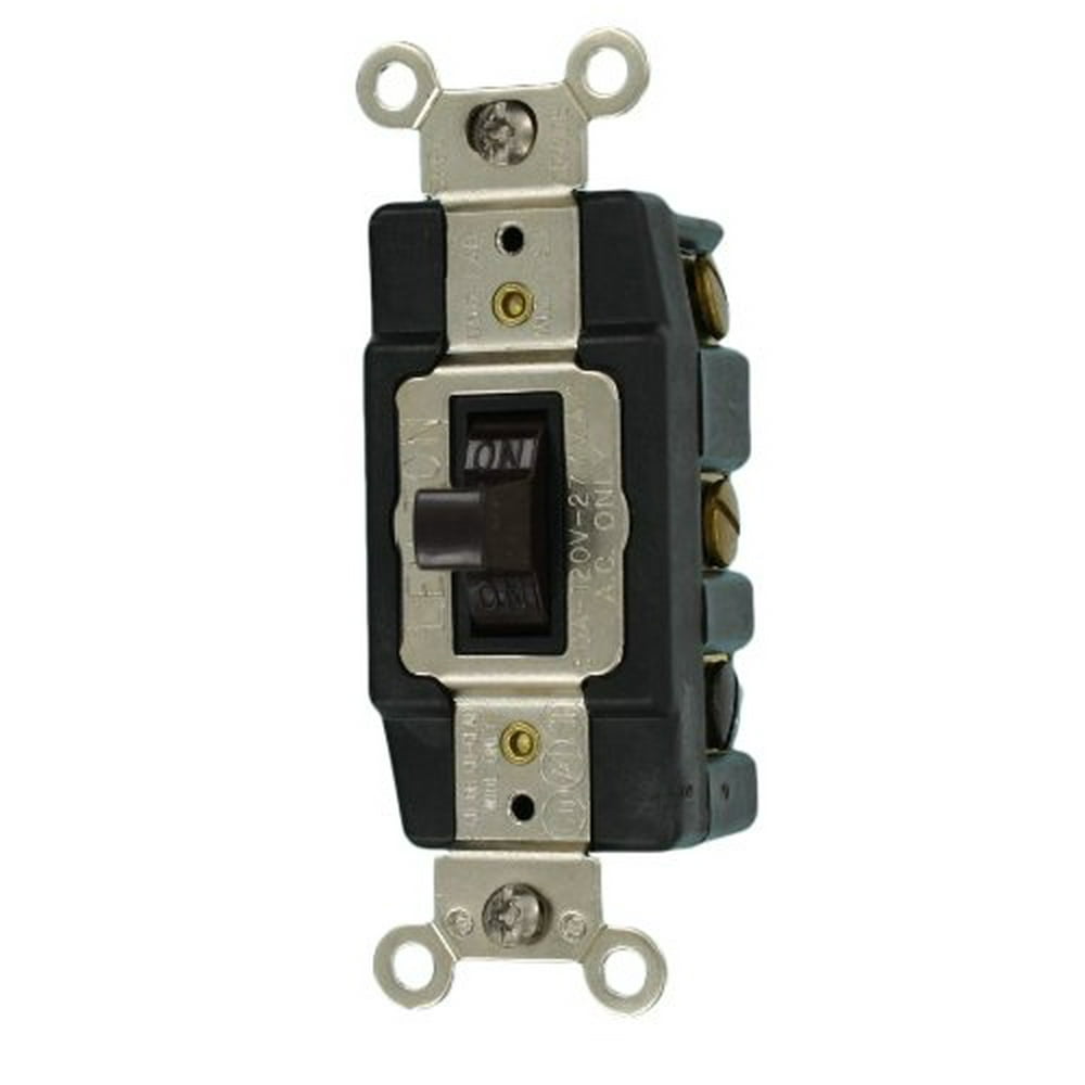 Leviton 1288 30-Amp 120-Volt Toggle Double-Pole AC Quiet Switch, Brown ...