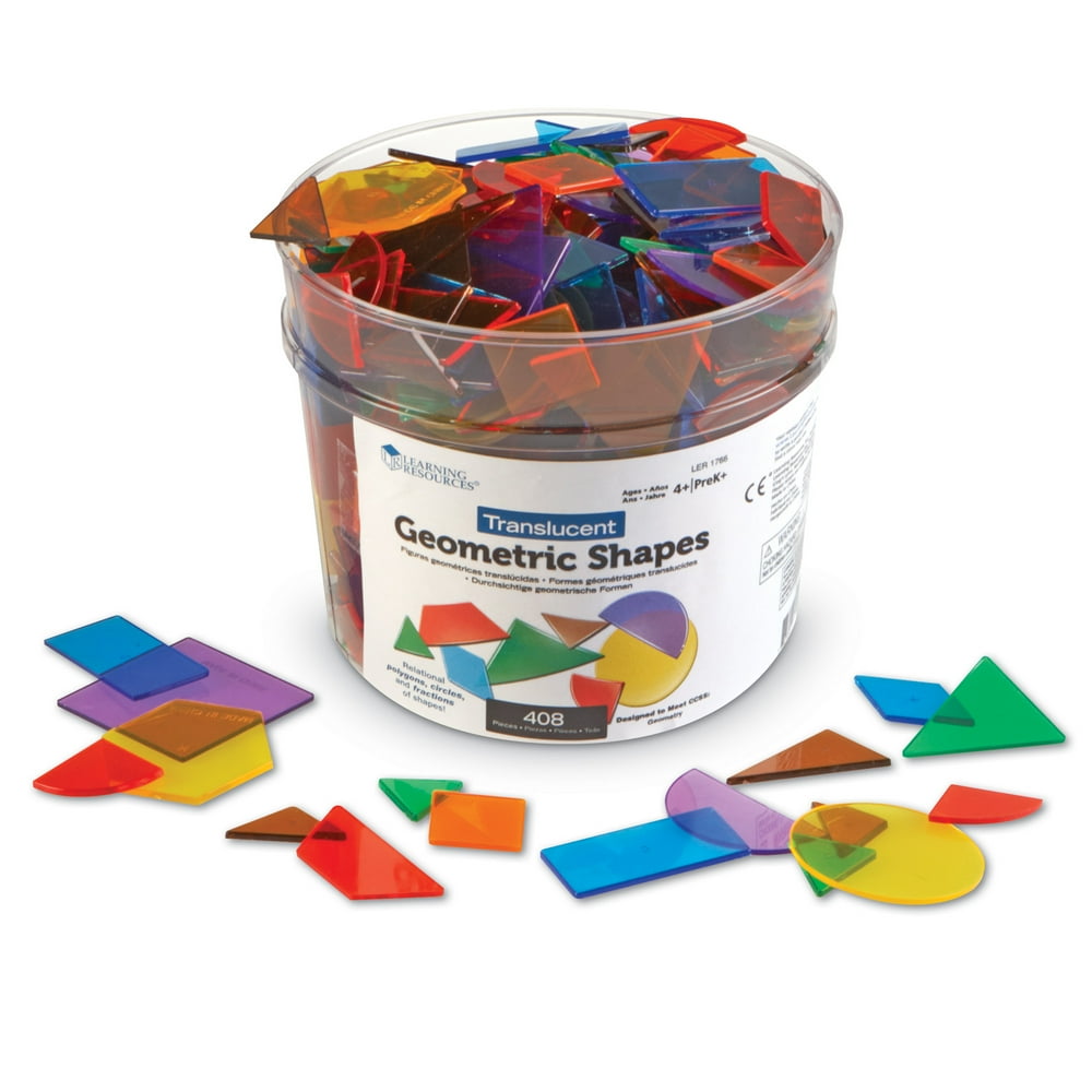 Learning Resources Translucent Geometric Shapes, Math Manipulatives ...