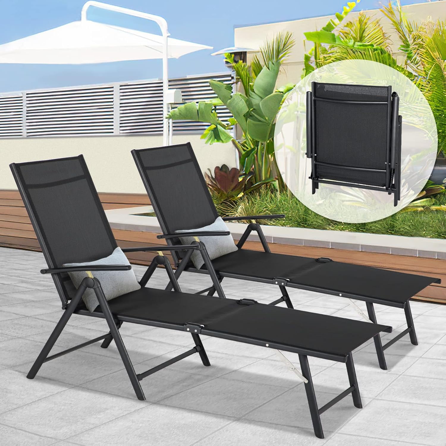 Click here for Aecojoy Outdoor Chaise Lounge Set Of 2  Adjustable... prices