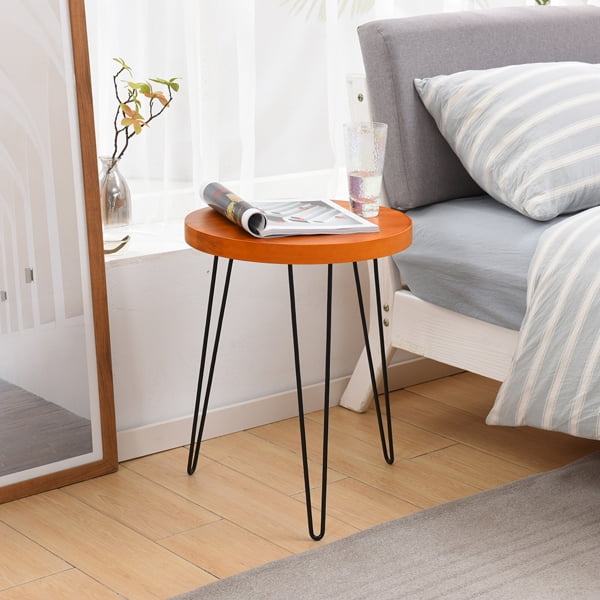 Fithood Round Side Table, Wood Top End Table, Nightstand/Small Coffee ...