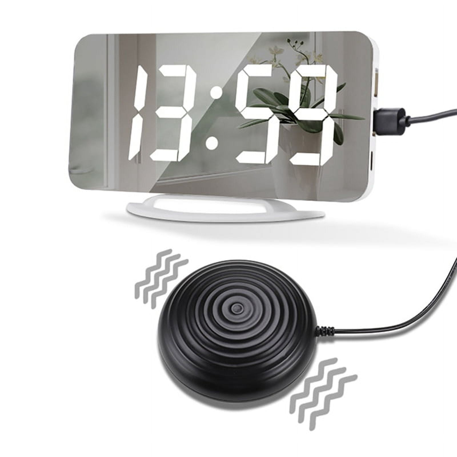 Modern Desk Accessories Alarm Clock For Heavy Sleepers , 8.7'' Large LED Digital Mirror Alarm ...