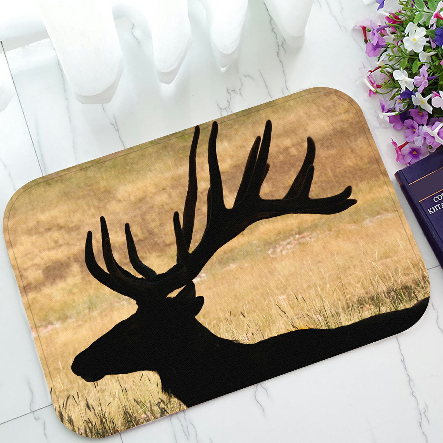 ABPHQTO Huge Bull Elk With Velvet Antlers Doormat Entrance Rug Area Rug ...