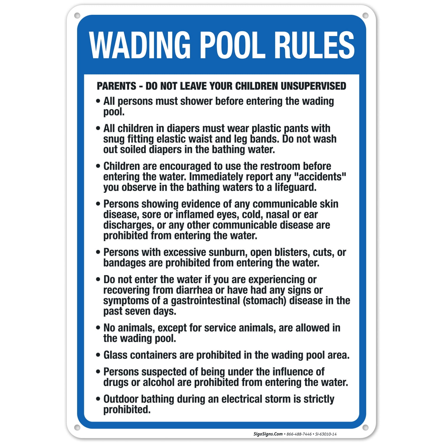 Wading Pool Rules Sign, - Walmart.com