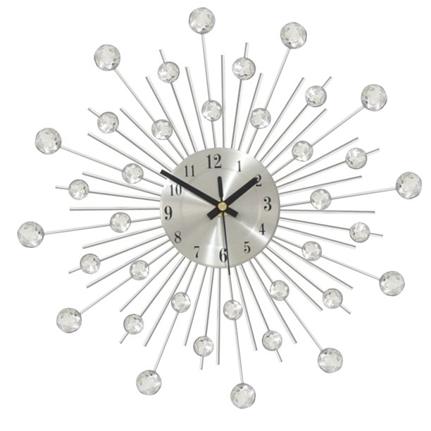 Craft Metal Rhinestone Wall Clock Modern Silent Clock Hanging Decor for ...