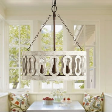 Cusp Barn 6-Light Wood Candle Chandelier, Rustic Farmhouse, French ...