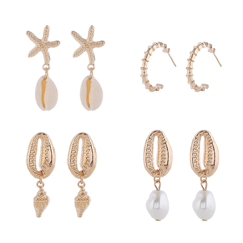 Click here for Homemaxs 8pcs Shell Earrings Alloy Stud Conch Earr... prices