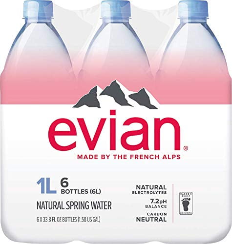 Buy evian Natural Spring Water 1 Liter Pack of 6, Naturally Filtered Spring Water, Naturally ...