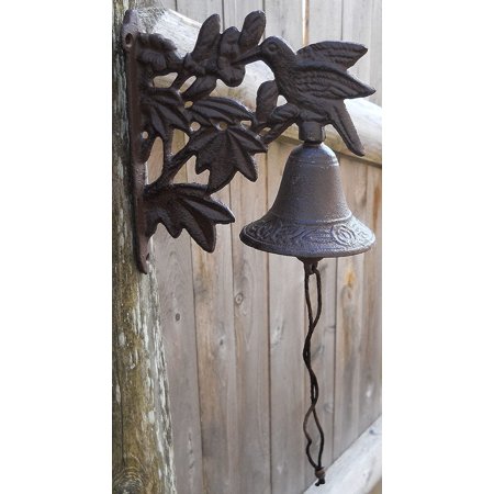Cast Iron Hummingbird Dinner Bell Yard Art Wall Hanging Garden ...