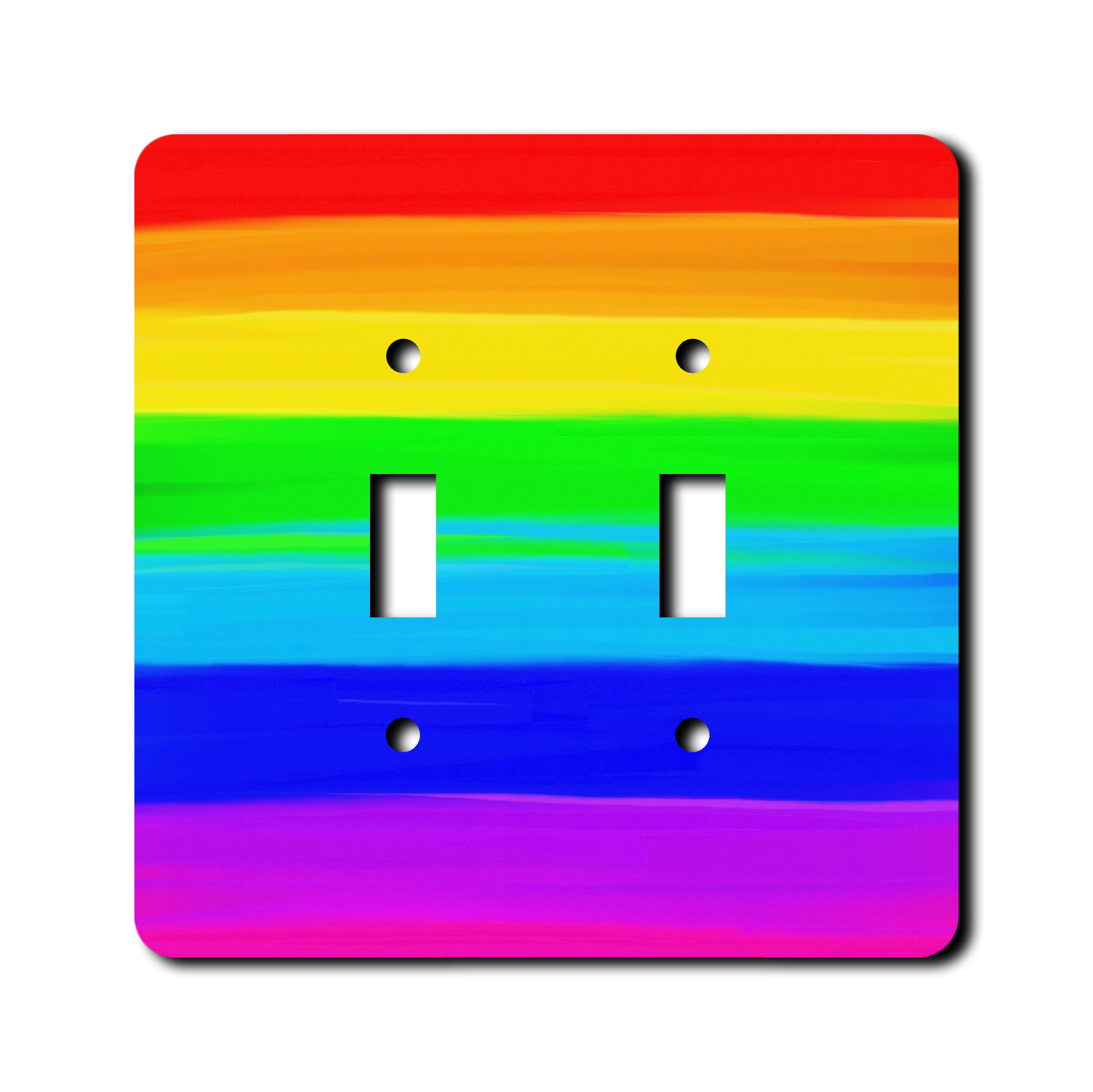 Off The Wall Plates - Rainbow Painted look - Double Gang Light Switch ...