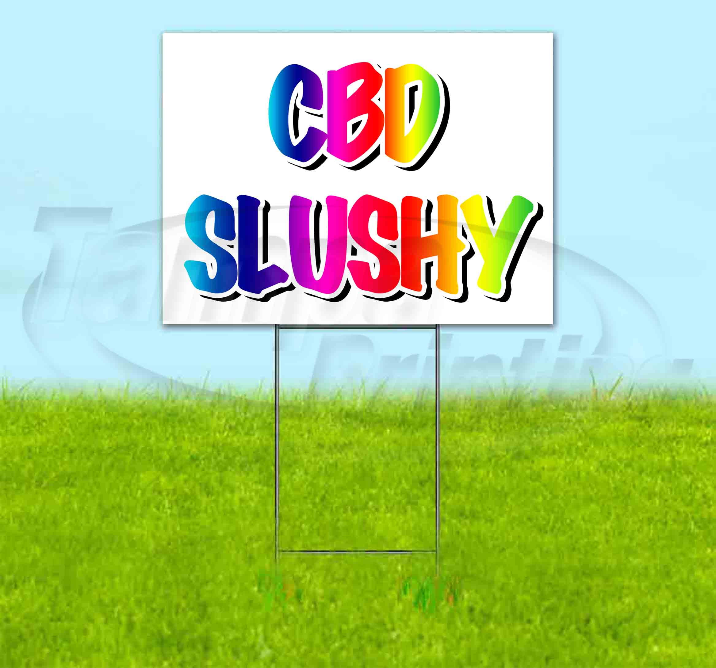 Rainbow Cbd Slushy (18" X 24") Yard Sign, Includes Metal Step Stake ...