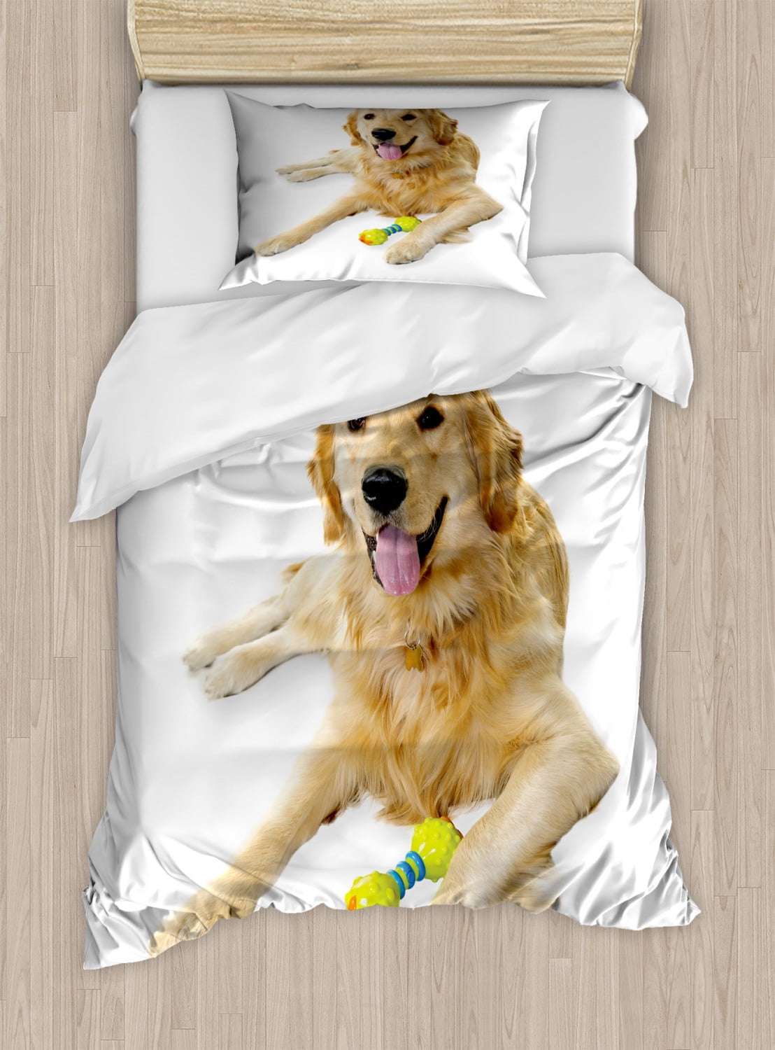 Golden Retriever Duvet Cover Set Twin Size, Pet Dog Laying down with ...