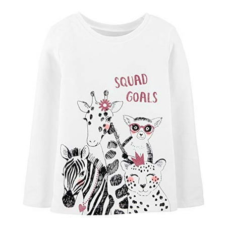 Carter's Girls Long Sleeve Cotton Jersey Graphic Tee (3t, White Squad ...