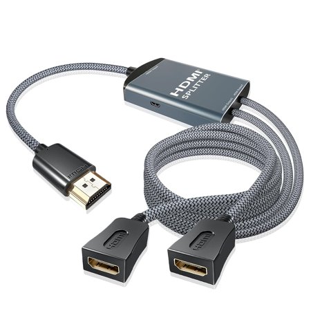 HDMI Splitter Cable 1 in 2 Out 4Feet,Aluminum 4K 60hz HDMI Splitter for ...