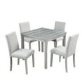 PORKISS Dining Table Set for 4, Dining Room Set with 1 Square Table 4 ...