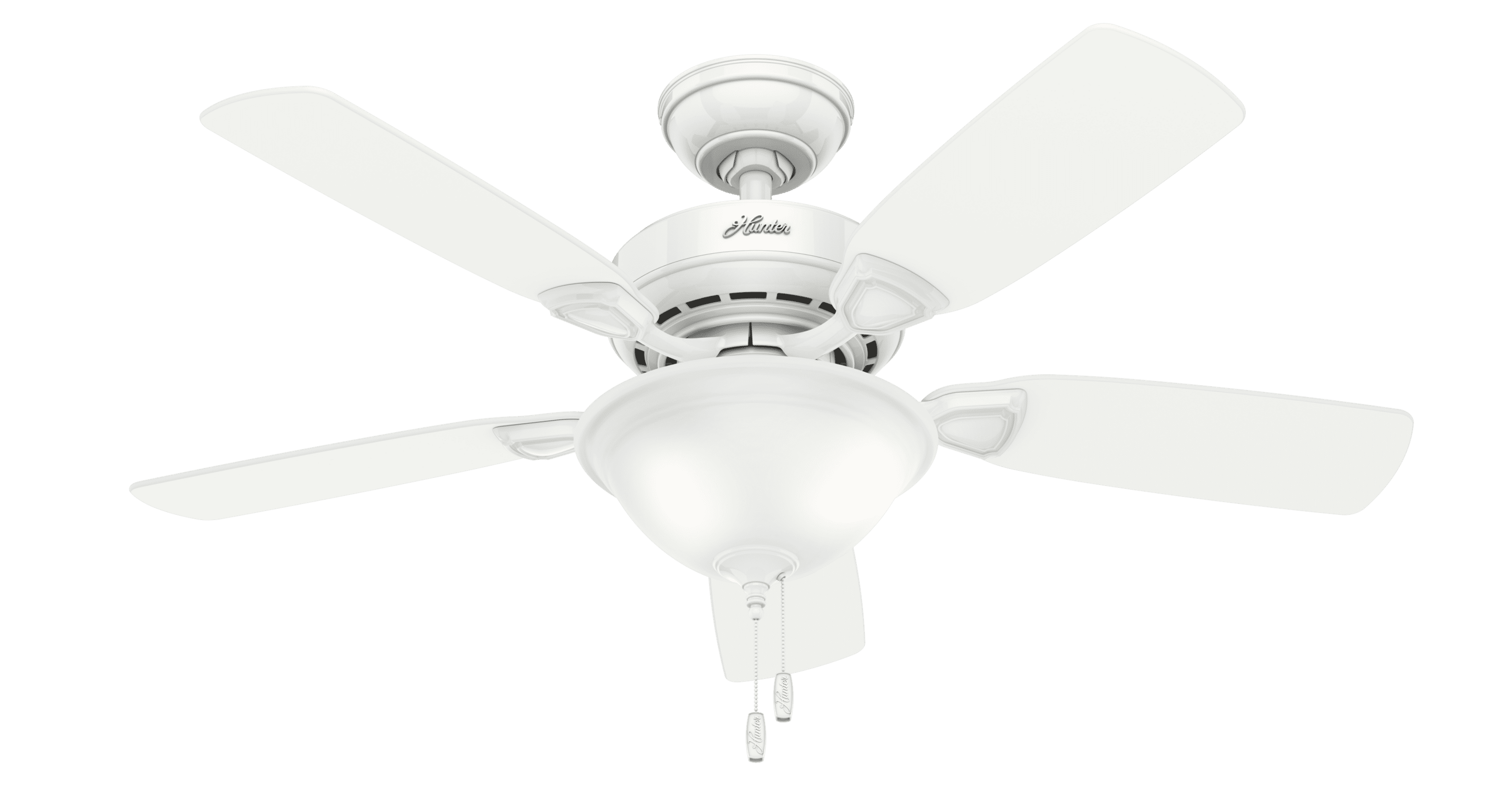 Hunter 44" Caraway Snow White Ceiling Fan with Light Kit and Pull Chain ...