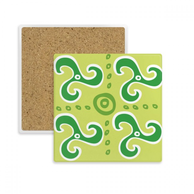 Green Spiral Dart Mexico Totems Ancient Civilization Square Coaster Cup