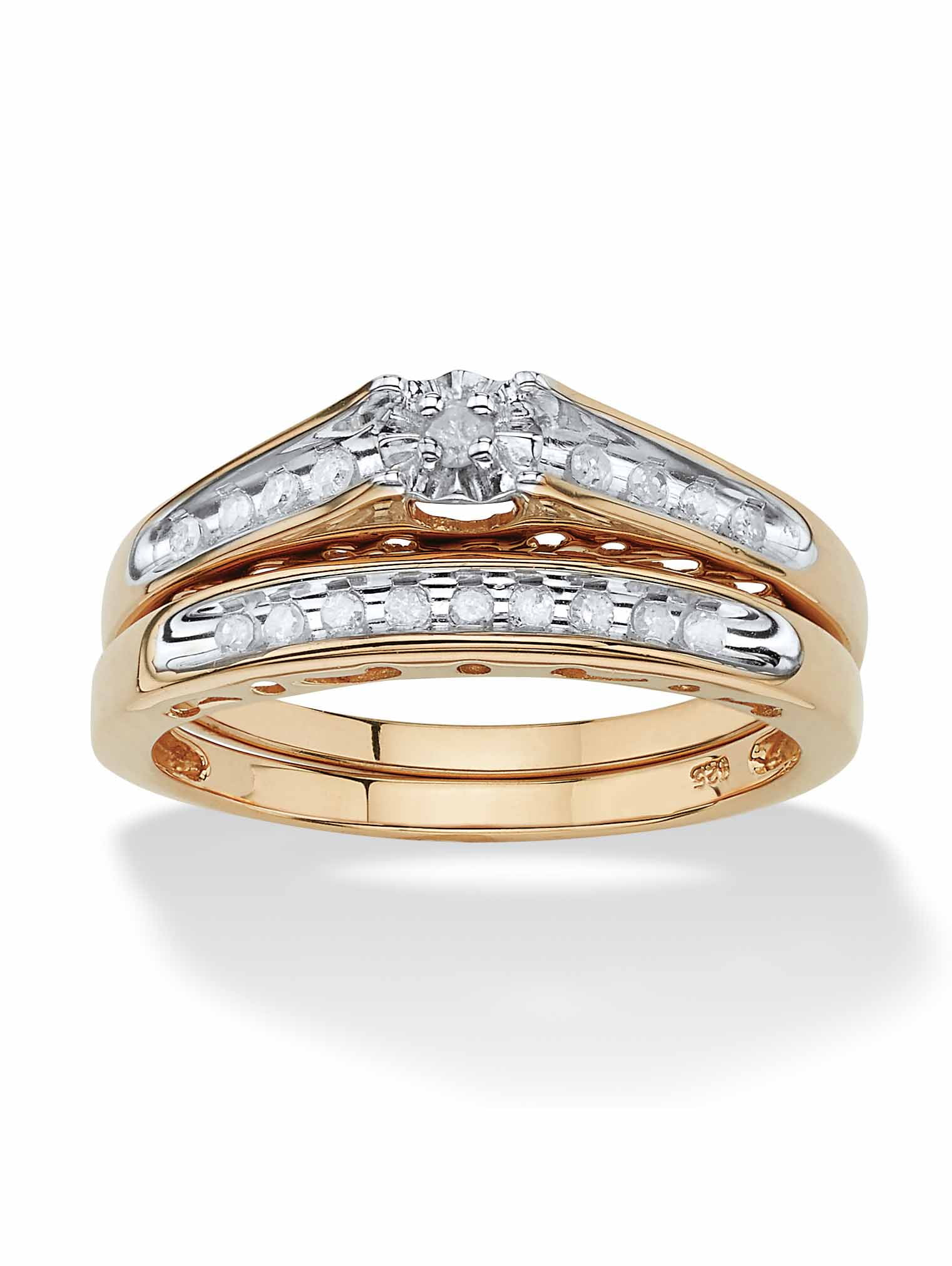 PalmBeach Jewelry 1/5 TCW Round Diamond Channel-Set Two-Piece Bridal ...