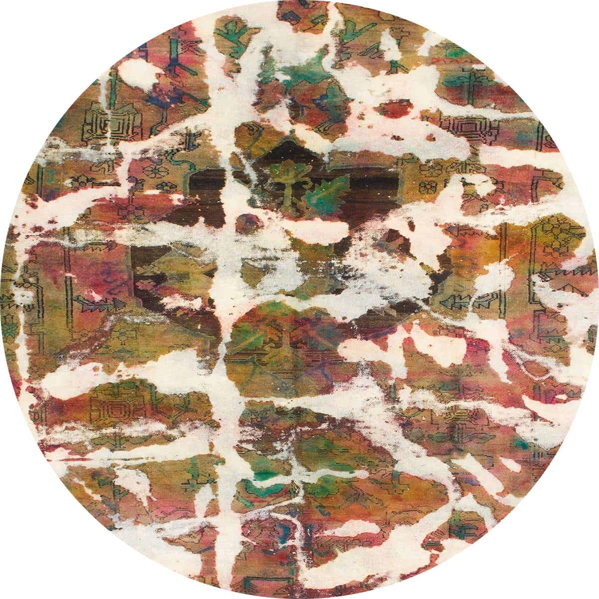 Ahgly Company Indoor Round Abstract Red Abstract Area Rugs, 8' Round ...
