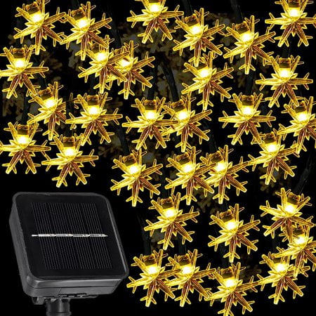 Sinhoon Solar Christmas Lights Snowflake Lights 20 LED 8 Modes Fairy ...