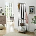 Coat Rack, Coat Stand with 3 Shelves, Hall Tree Free Standing with ...