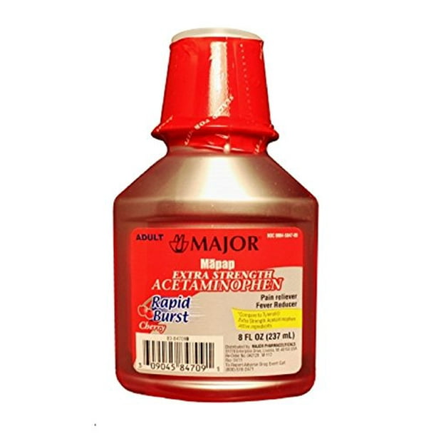 5 Pack Major Mapap Extra Strength Acetaminophen Rapid Burst Cherry 8 Oz ...
