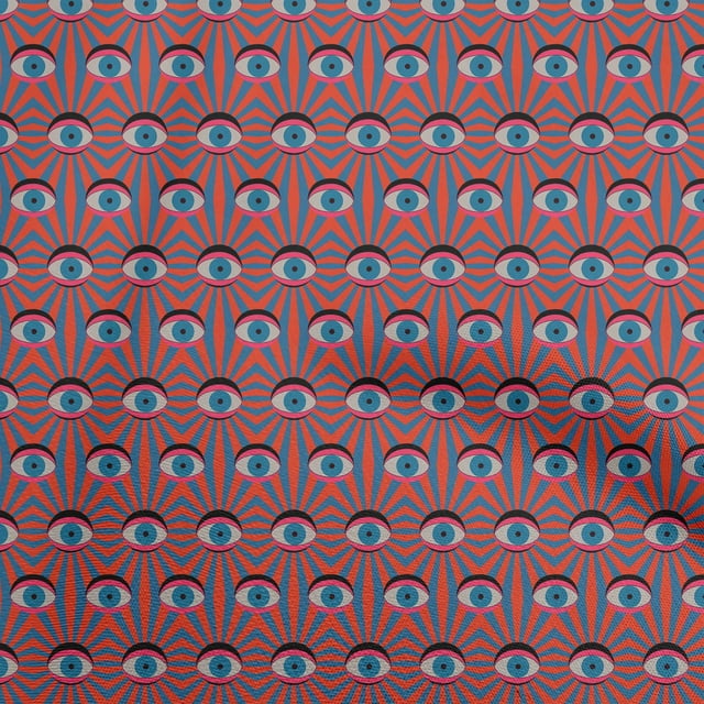oneOone Cotton Silk Red Fabric Horror Eyes Sewing Material Print Fabric ...