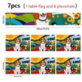 7 Piece Linen Table Runner and Placemats Set, Dog Camper Van Mountain ...
