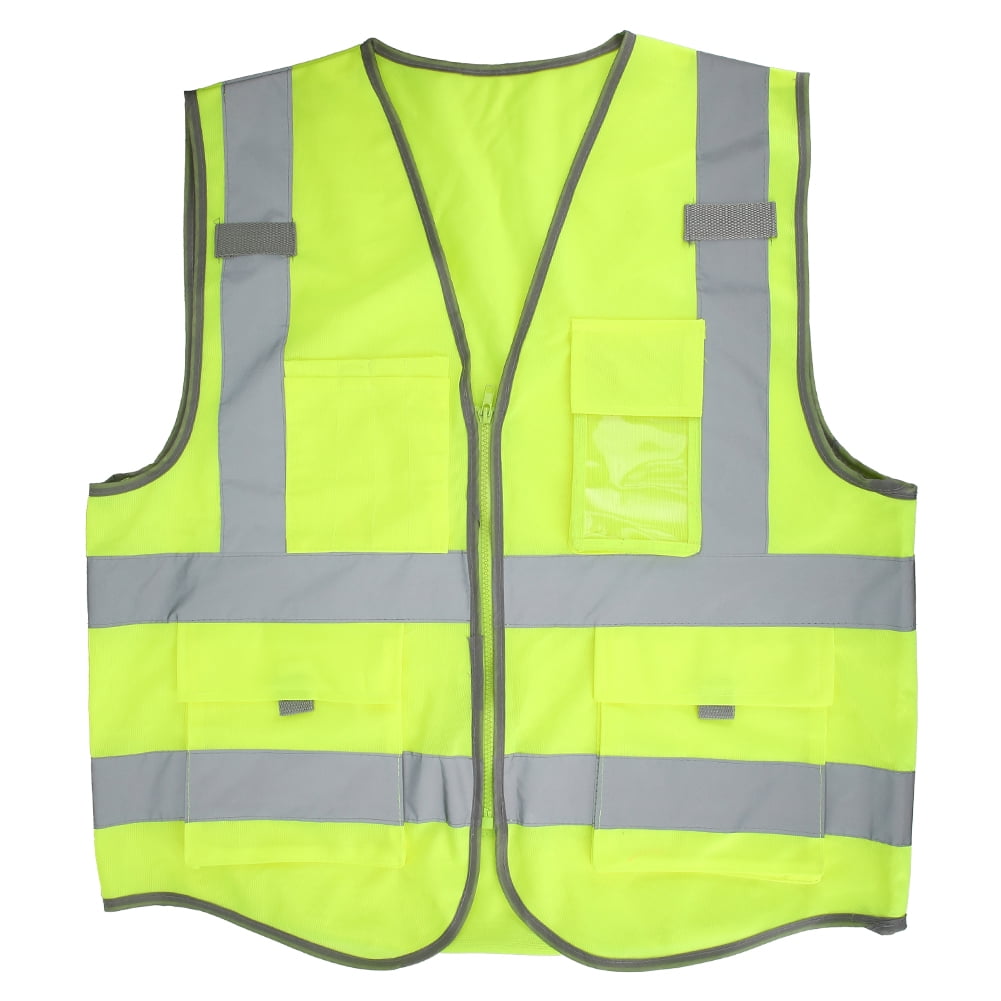 Chaleco de seguridad fluorescente verde con cremallera de alta ...