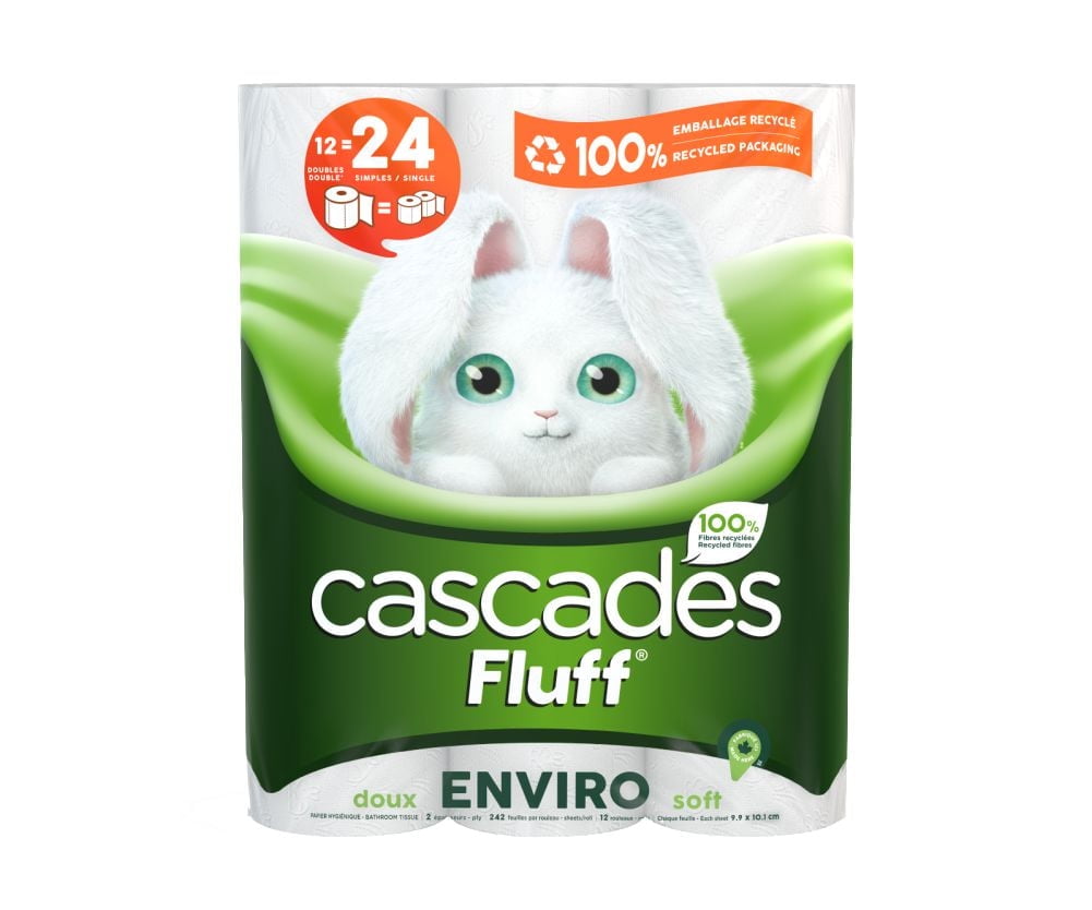 Cascades Fluff Enviro Toilet Paper, 2-Ply, 242 Sheets per Roll - 12 ...