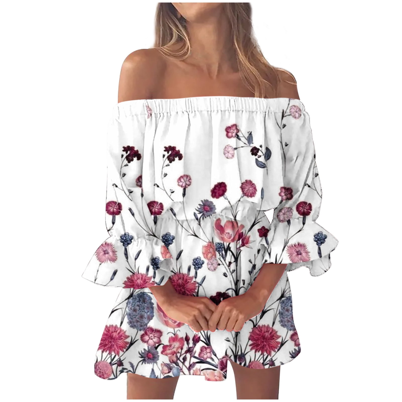 Stamzod Sexy Dresses For Women Stylish Summer Sexy Casual Off Shoulder