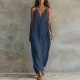 ClodeEU Women's Linen Blend Spaghetti Strap Sleeveless V Neck Button ...