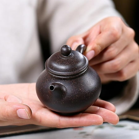 Tea Set Yixing Dark Red Enameled Pottery Teapot Black Gold Sand Sketch ...