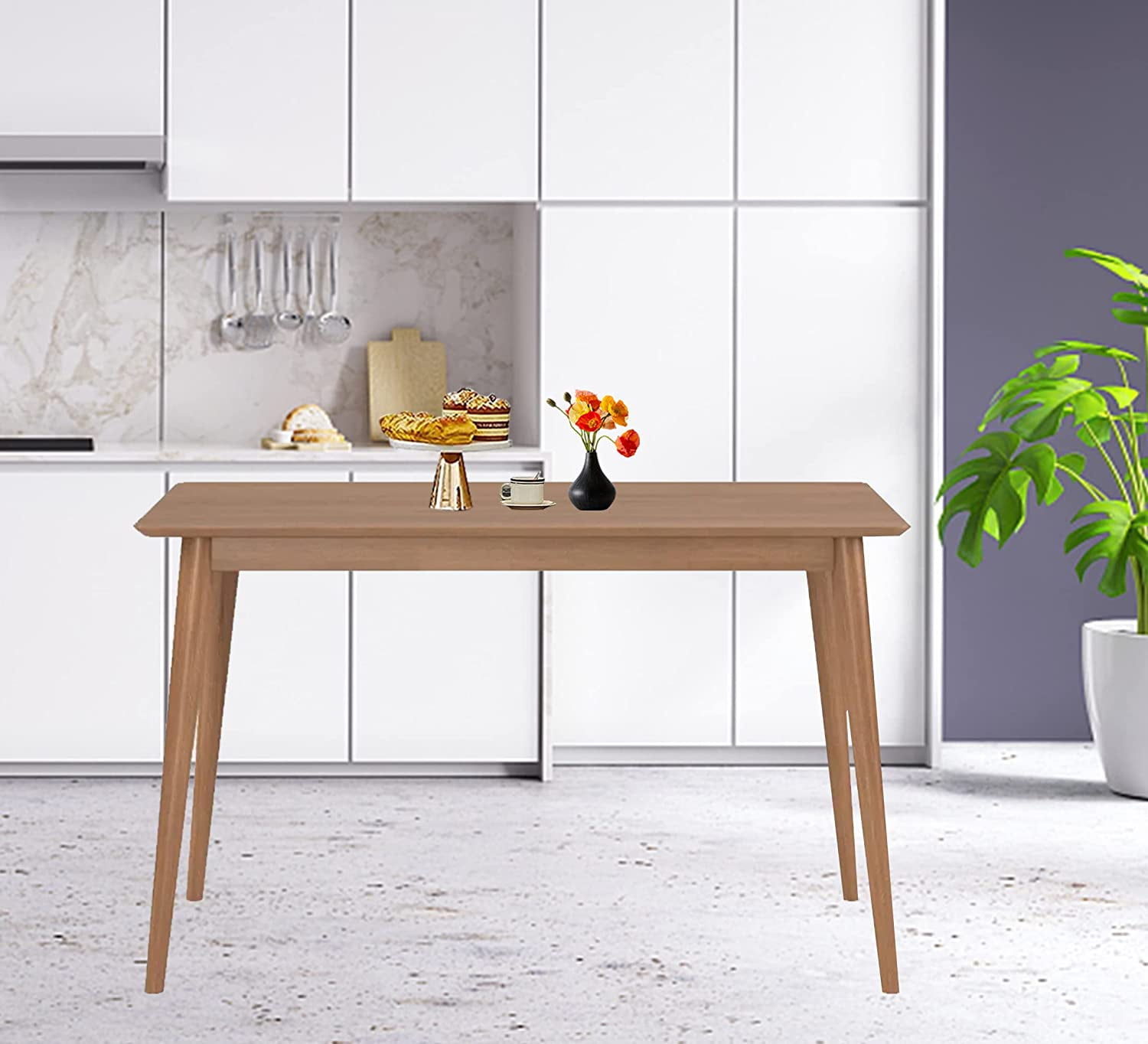 NiamVelo Modern Kitchen Table, 47inch Wood Dining Table Rectangular ...