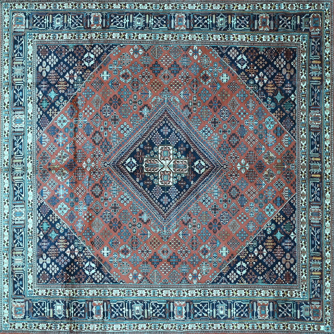 Ahgly Company Indoor Square Medallion Light Blue Traditional Area Rugs ...