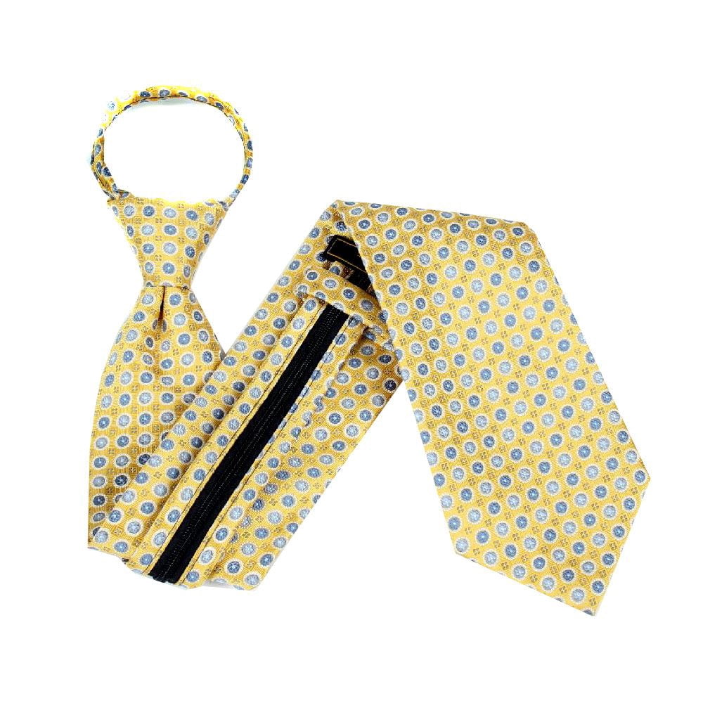 ZIP-11954 - Mens Designer Pattern Zipper Necktie Yellow - Blue ...