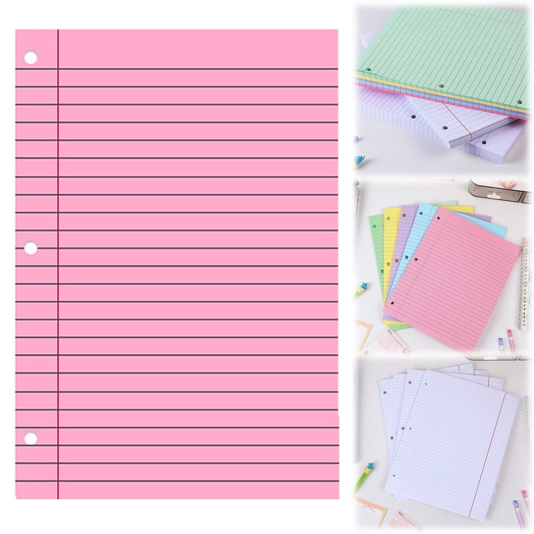 Colorful Lined Refill Paper 100 Sheets Colorful Lined Paper - 3 Hole ...