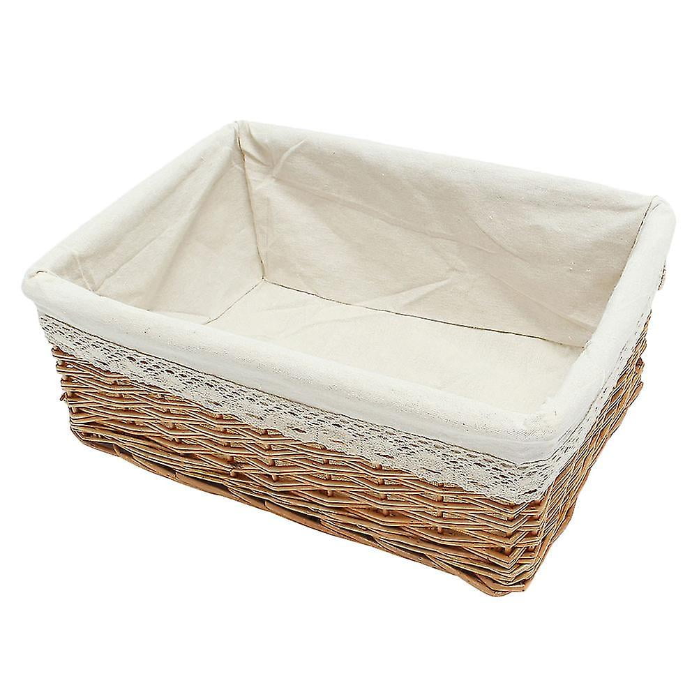 Cesta de almacenamiento de mimbre rectangular multiusos con forro extraíble y lavable ...
