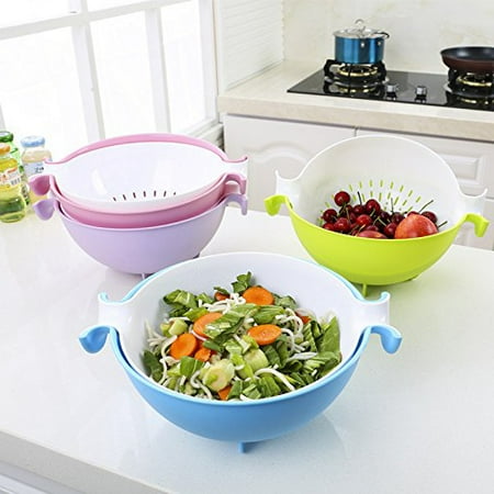 2-in-1 kitchen Strainer/Colander & Bowl Sets, Large Plastic Washing ...