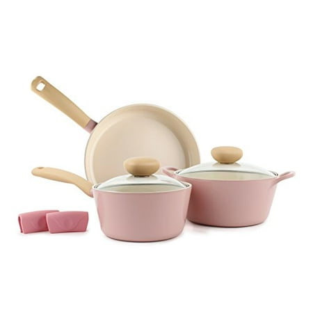 Retro 5-Piece ceramic Non-Stick cookware Set, Pink | Walmart Canada