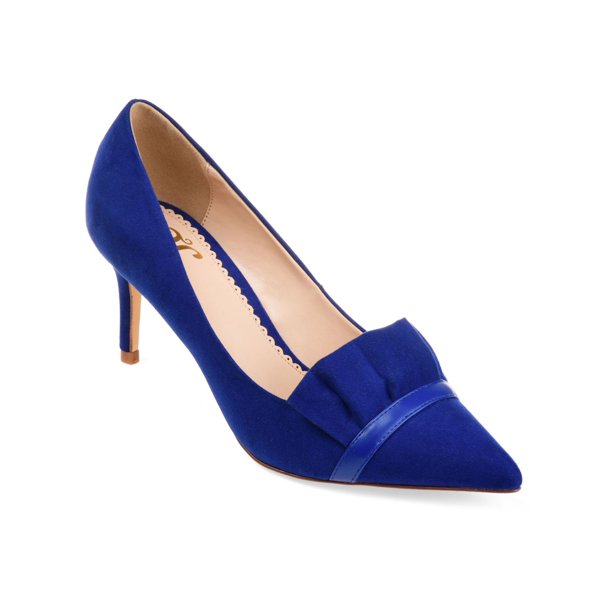 JOURNEE COLLECTION Womens Blue Ruffled Metallic Marek Pointed Toe ...
