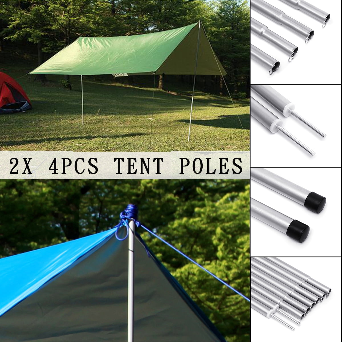 2 x 4Pcs Adjustable Universal Telescopic Tent Poles Rod Awning Camping ...
