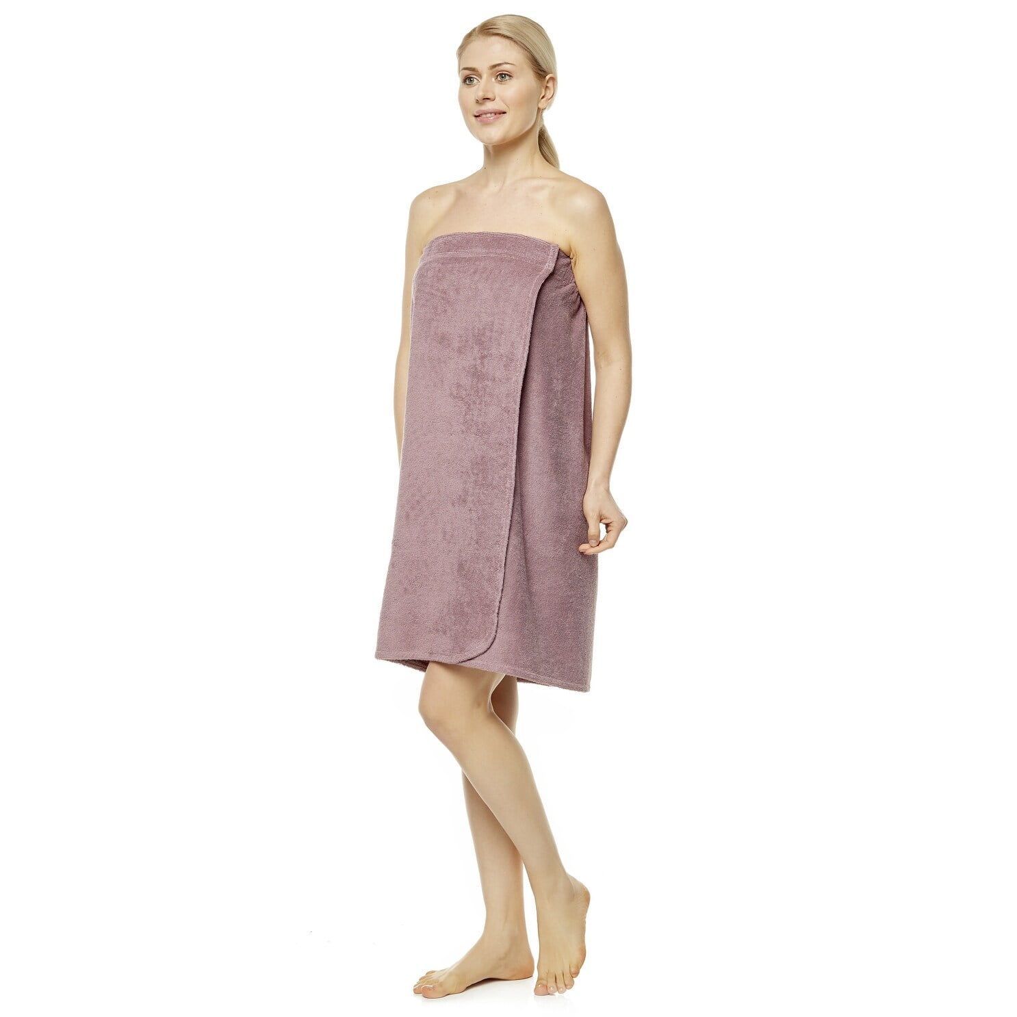 Women's Turkish Terry Cotton Bath and Shower Towel Wrap Plum Small ...