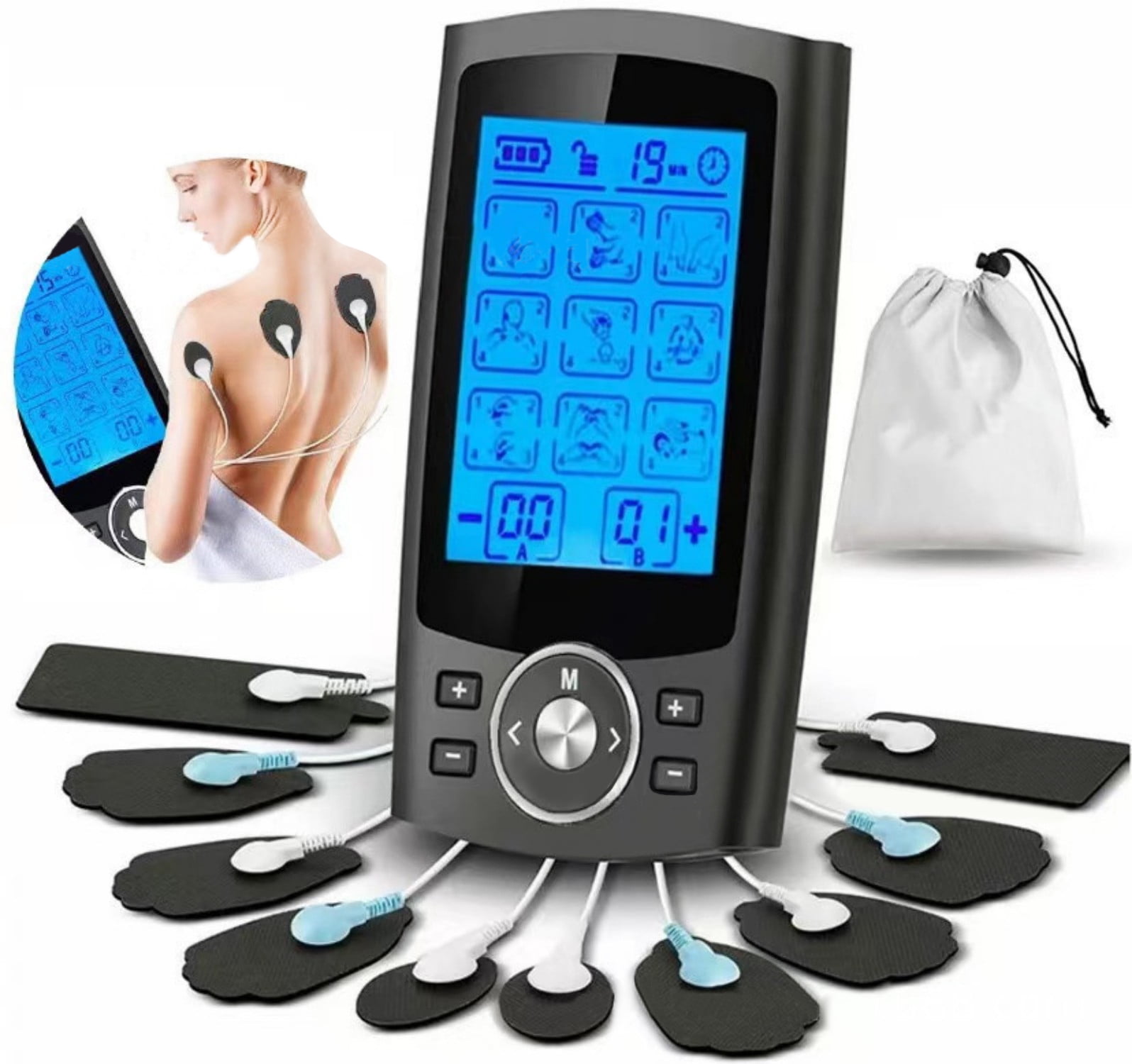 INSMART TENS Unit Rechargeable Muscle Stimulator EMS Dual Channel with ...