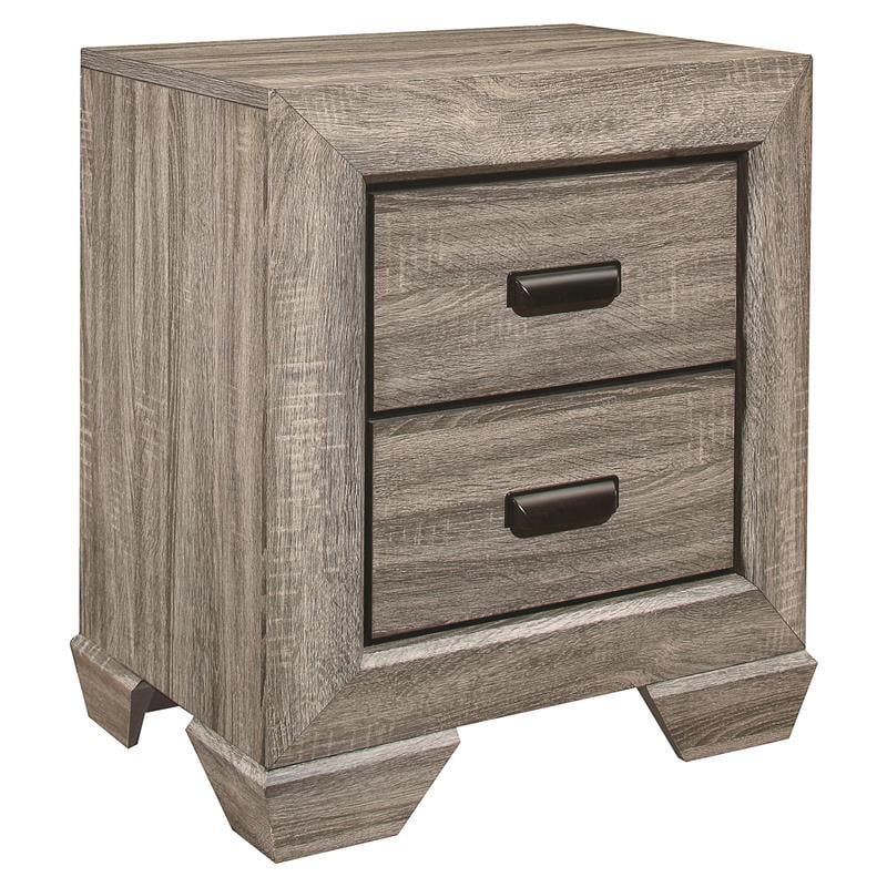 Benzara 2 Drawers Wooden Night Stand With Metal Hardware, Rustic Brown ...